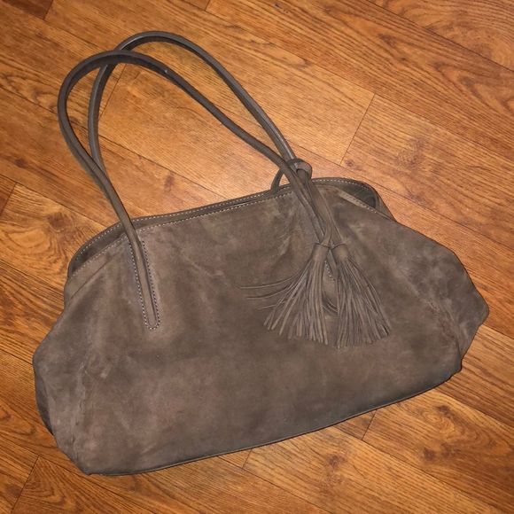 Stuart Weitzman | Bags | Stuart Weitzman Tan Leather Tassel Tote Bag ...